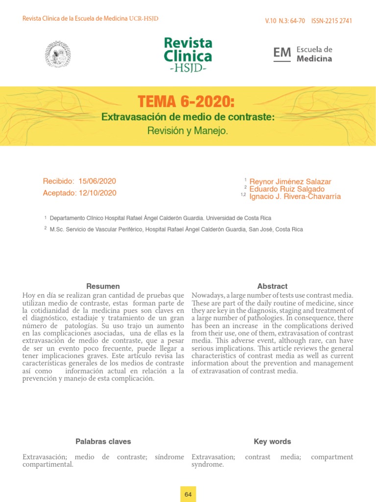 Extravasación MDC | PDF | Diagnostico medico | Síntoma