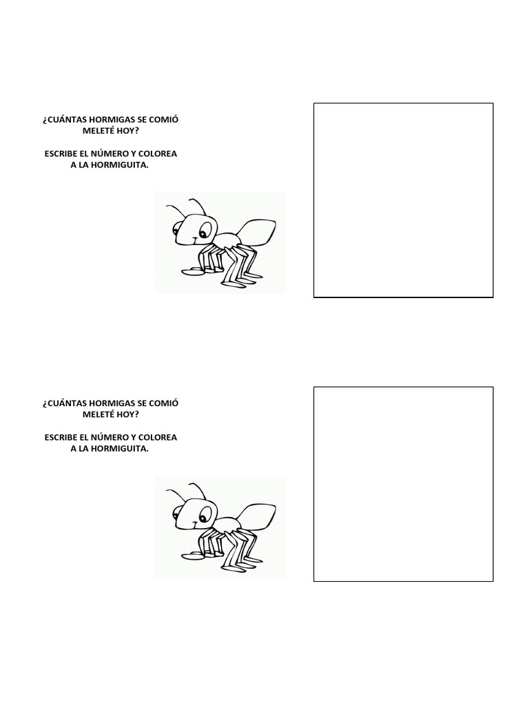 Actividad: Contar y Colorear Hormigas | PDF