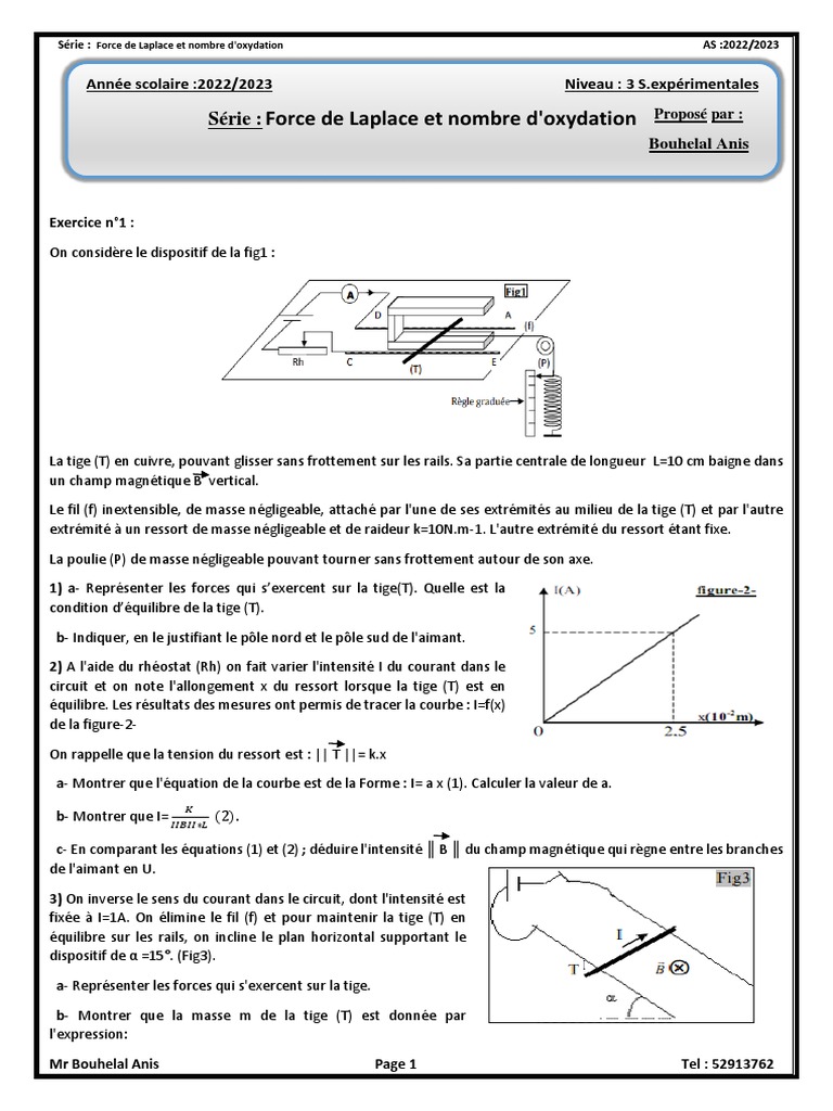 Force de Laplace Et Nombre Doxydation | PDF | Réaction d'oxydoréduction ...