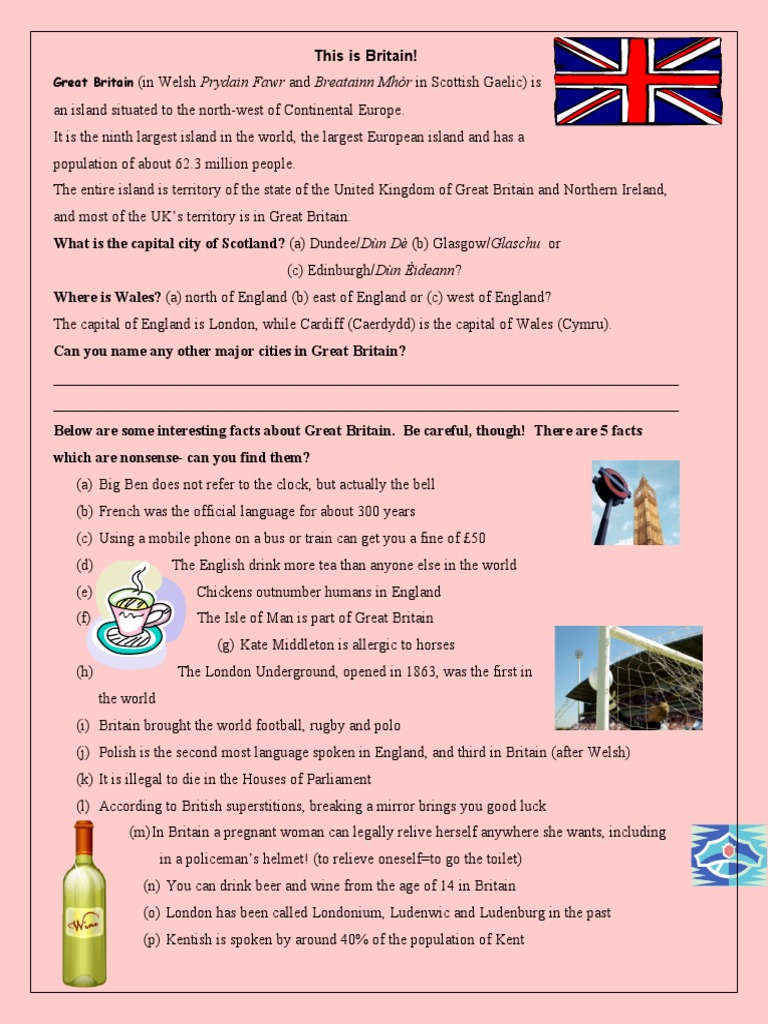 This Is Britain Fun Activities Games Reading Comprehension Exercis ...