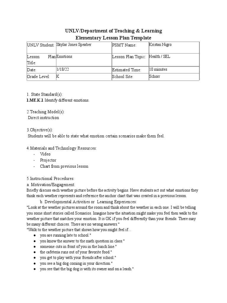 Sel Lesson - Identifying Emotions 3 | PDF | Behaviorism | Behavior ...