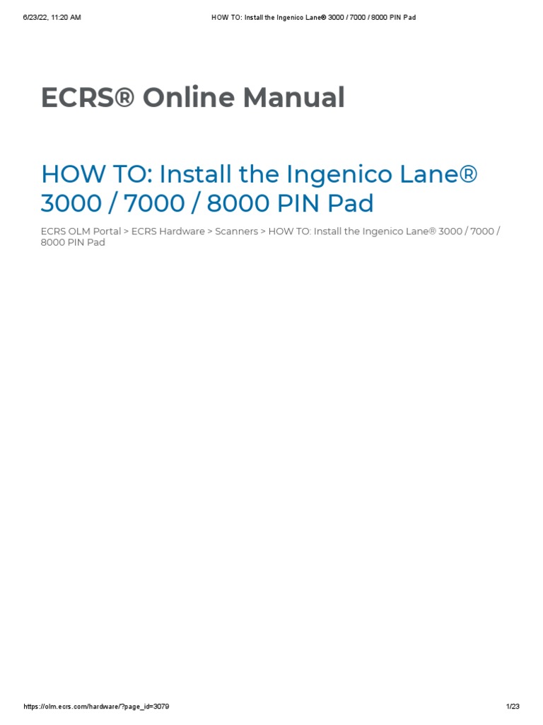 HOW TO - Install The Ingenico Lane® 3000 - 7000 - 8000 PIN Pad | PDF ...
