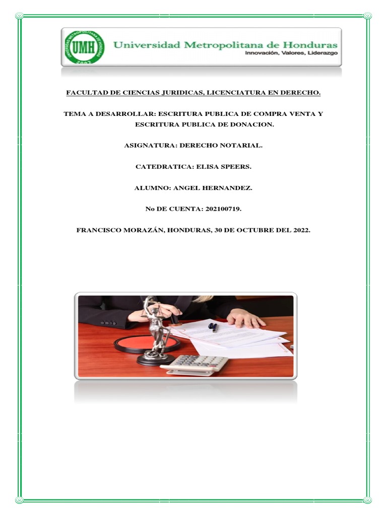 Escritura Pública de Compraventa en Honduras | PDF | Honduras | Justicia