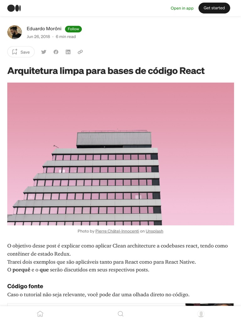 Arquitetura Limpa para Bases de Código React - by Eduardo Morôni - Medium | PDF | Aplicativo ...