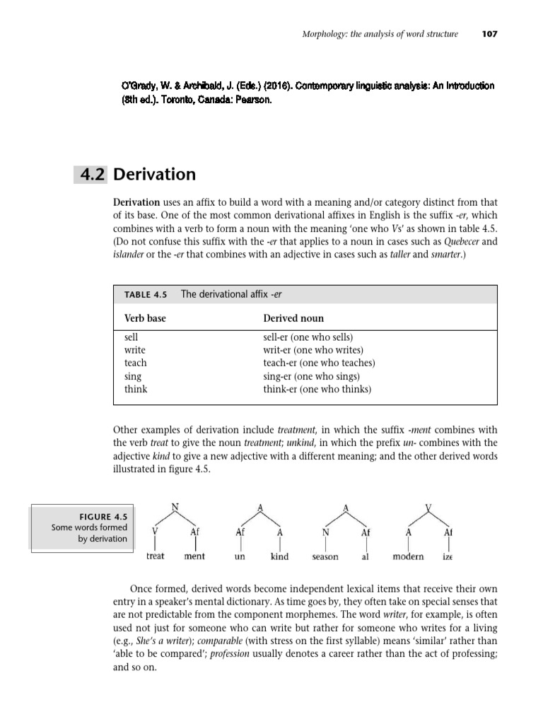 1 Derivation - OGrady Archibald, 2016 | PDF | Word | Morphology (Linguistics)