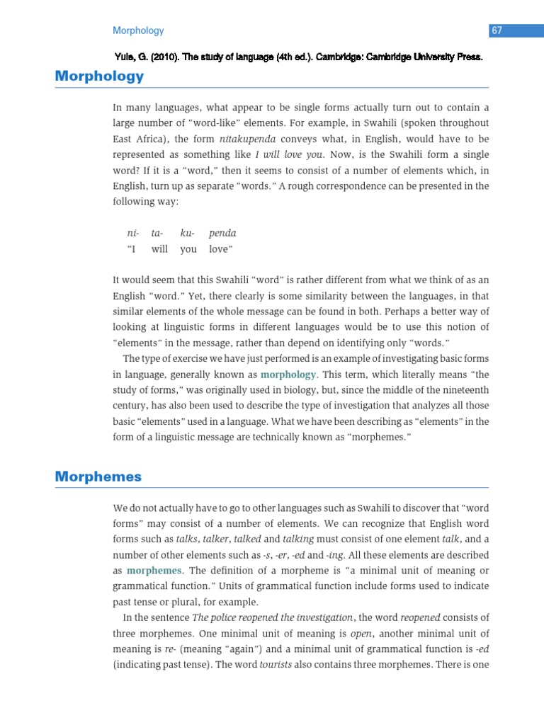 Understanding Morphemes and Morphology | PDF | Word | Grammatical Number