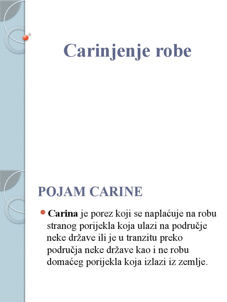 Carinjenje Robe | PDF