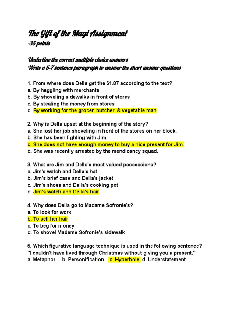 Akirra Robinson - The Gift of The Magi Assignment | PDF