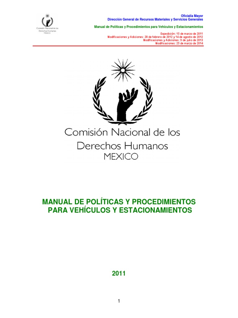 Manual de Vehículos y Estacionamientos CNDH | PDF