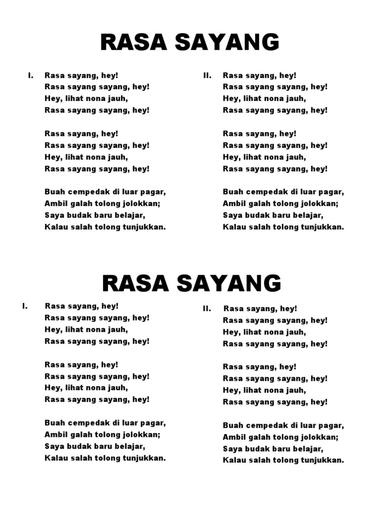 Rasa Sayang LYRICS | PDF