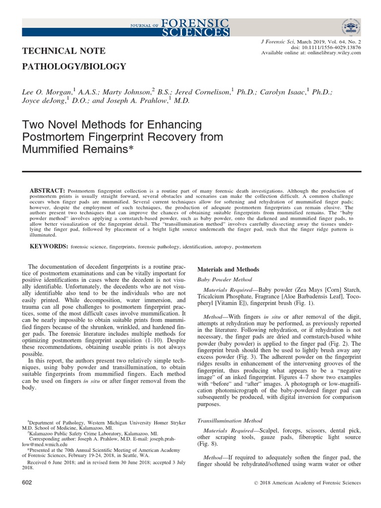 Morgan Et Al-2019-Journal of Forensic Sciences | PDF | Fingerprint ...