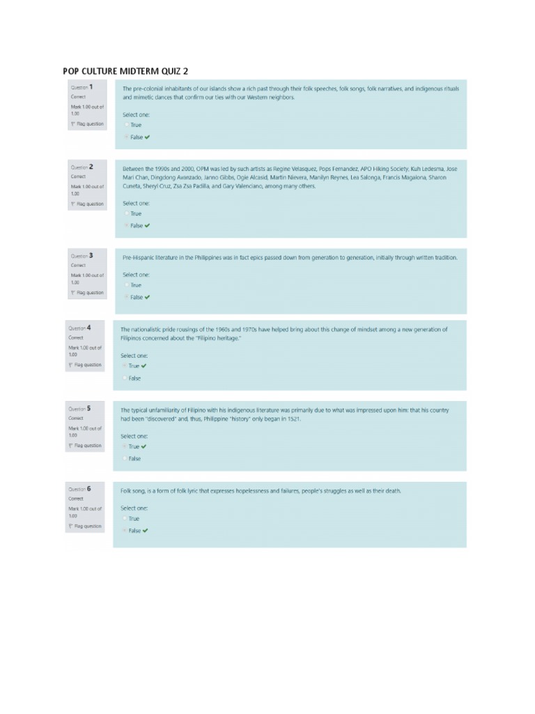 Pop Culture Midterm Quiz 2 | PDF Pop Culture Midterm Quiz 2 | PDF
