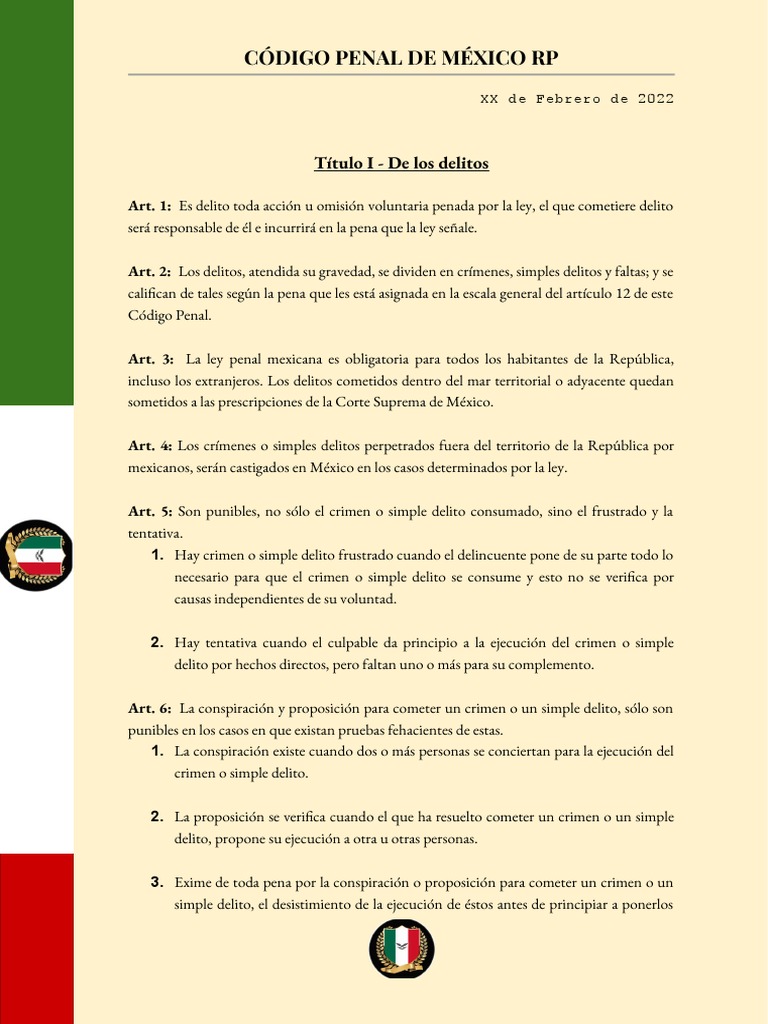 Código Penal de México RP | PDF | Perdón | Derecho penal