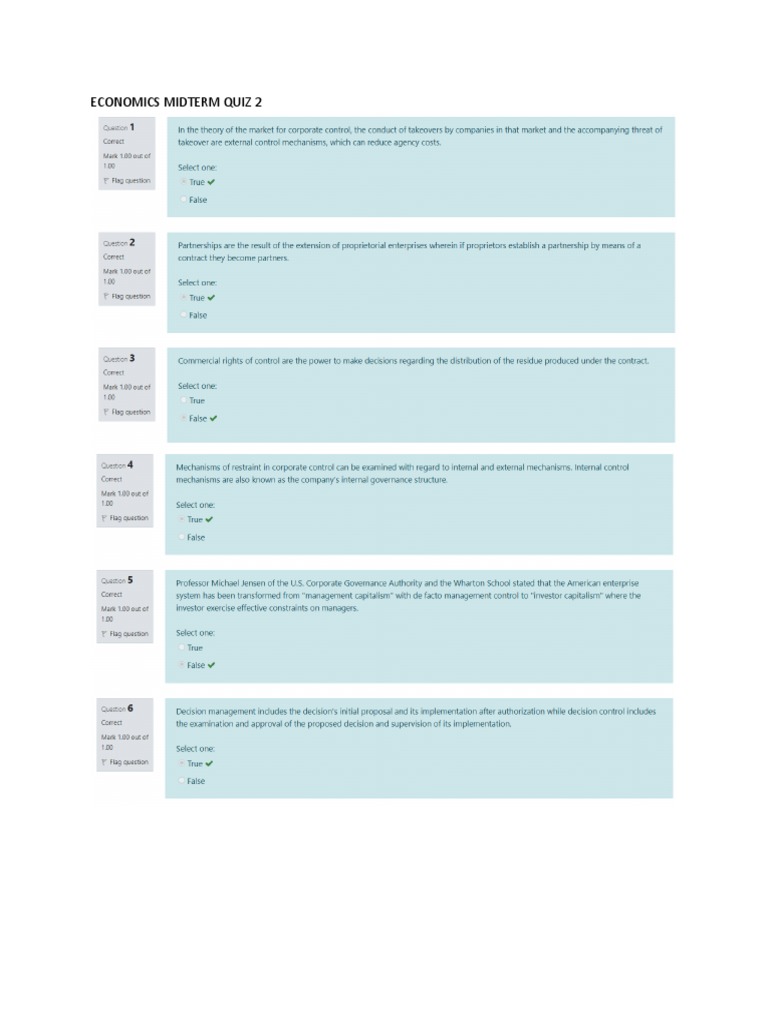 Economics Midterm Quiz 2 | PDF