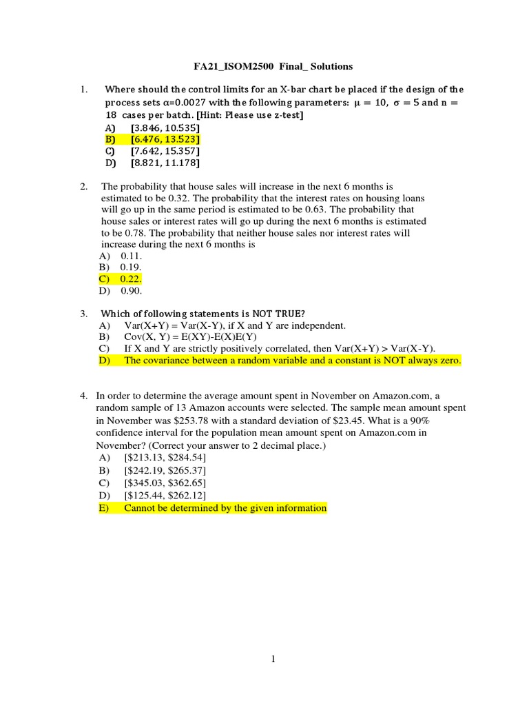 ISOM 2500 FA21 - Final - Sol - Acc - Ch13 - 16 - II | PDF | Errors And Residuals | Regression ...