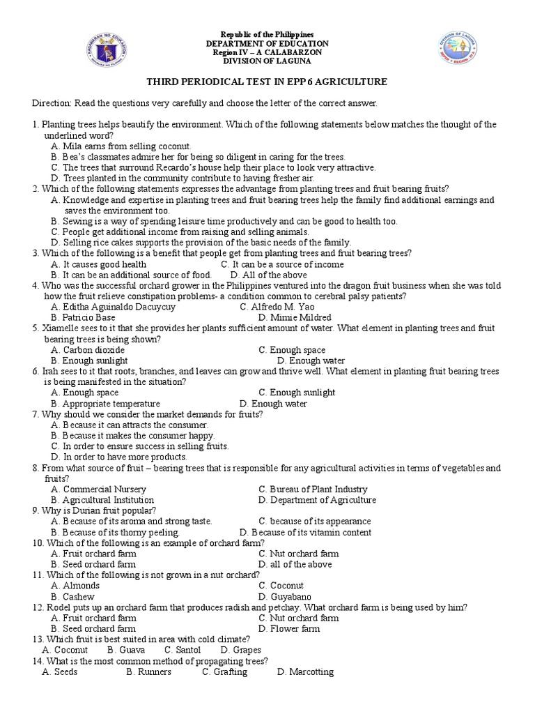 Epp-6 Agriculture | PDF | Fertilizer | Trees