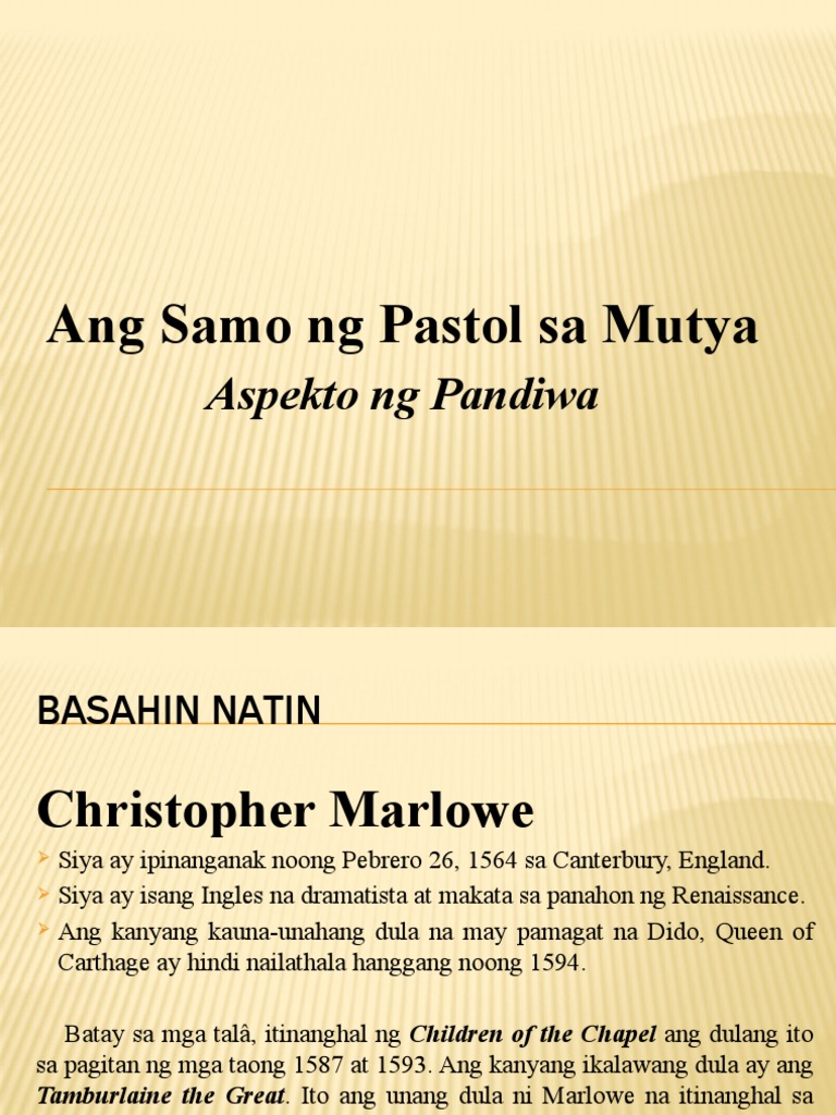 Aralin 4-Ang Samo NG Pastol Sa Mutya-Aspekto NG Pandiwa | PDF