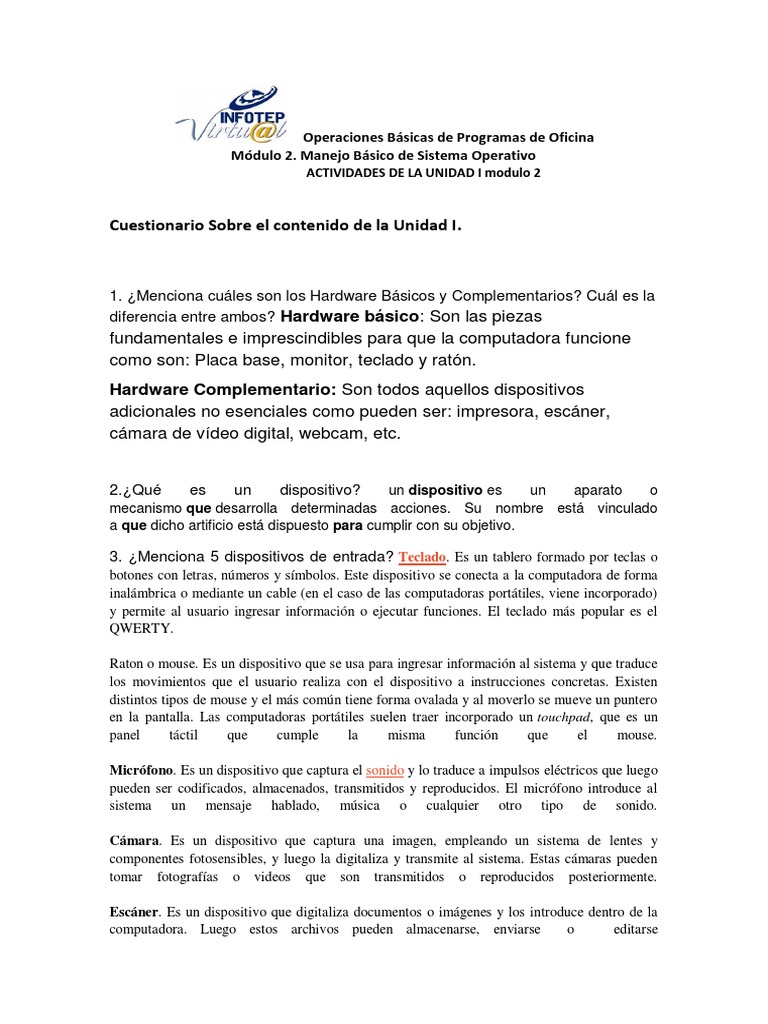 Actividad 1 Módulo 2 (6) | PDF | Hardware de la computadora | Periférico