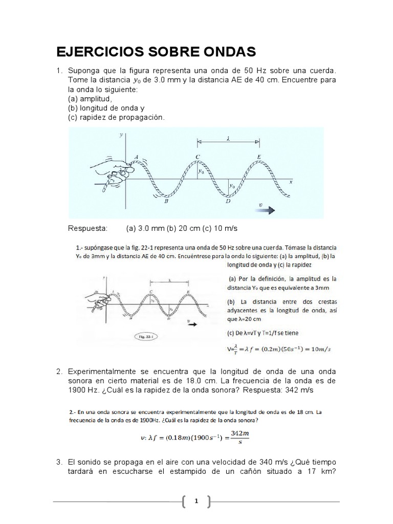 Ejercicios y Problemas Sobre Ondas | PDF | Longitud de onda | Olas
