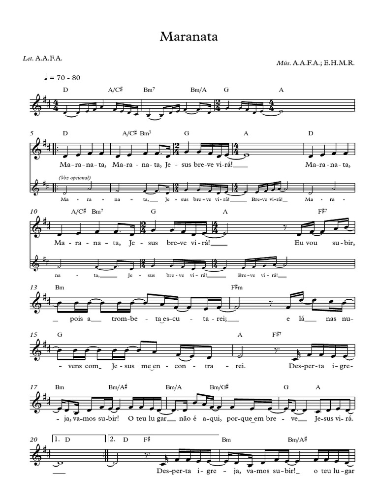 MARANATA - Partitura - Vozes | PDF