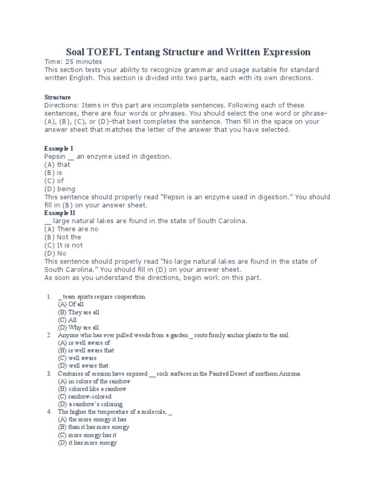 Soal TOEFL Tentang Structure and Written Expression | PDF | Sun | Stars