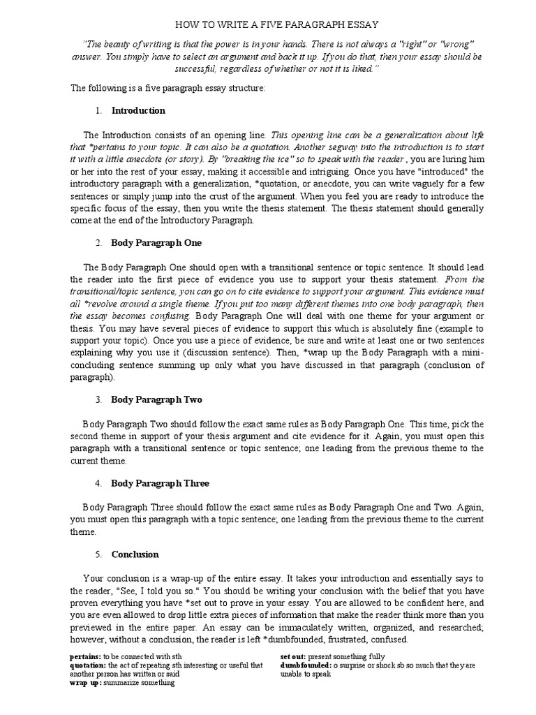 How To Write A Five Paragraph Essay | Download Free PDF | Essays | Reason