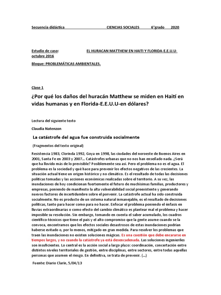 Secuencia HURACAN MATTHEW-6° | PDF | Ciclones tropicales