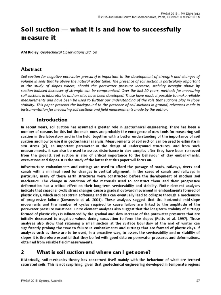 Soil Suction - What It Is and How To Successfully Measure It | PDF ...