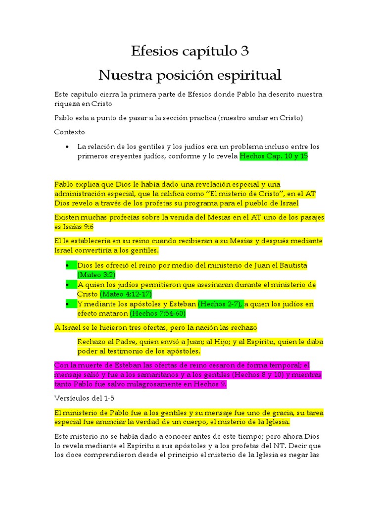Bosquejo de Efesios Capitulo 3 | PDF | Jesús | Pablo el apóstol