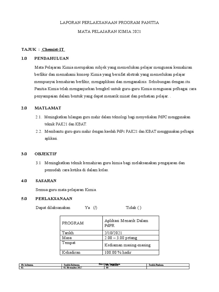 Laporan Perlaksanaan Program Panitia SPSK 2021 | PDF