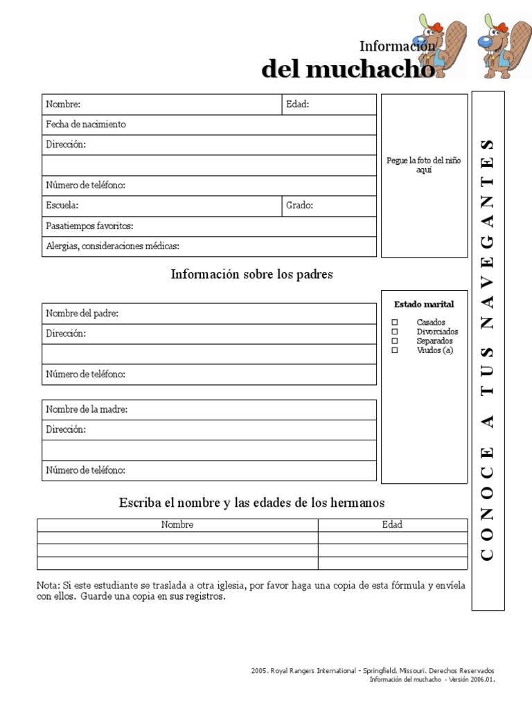 Formulario de Información del Estudiante | PDF