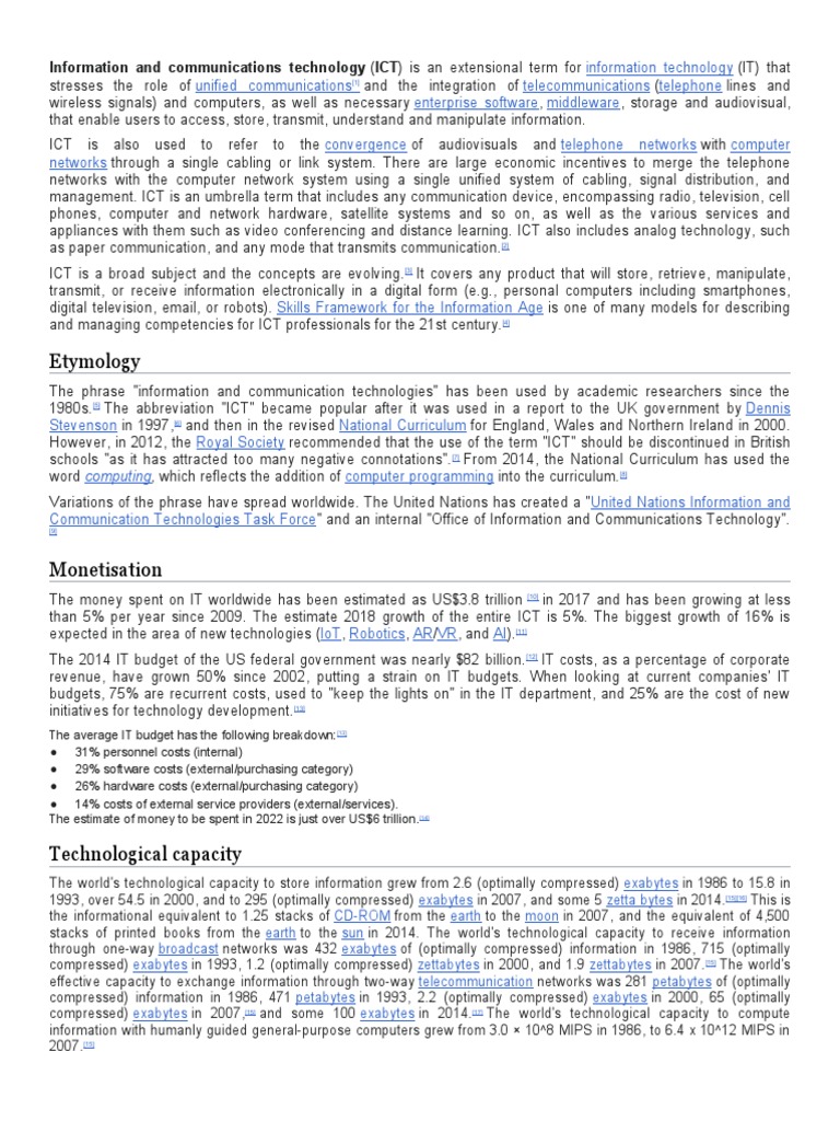 Etymology: Information and Communications Technology (ICT) Is An ...