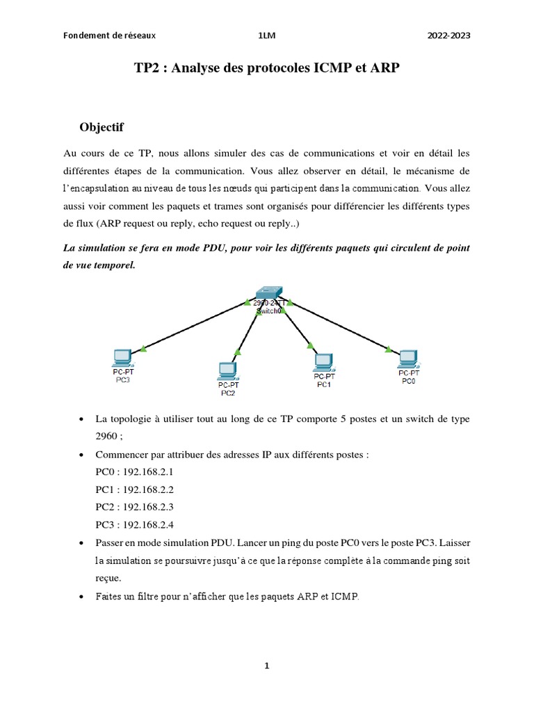 TP2 Analyse Des Protocoles ARP Et ICMP | PDF | Protocoles Internet | Architecture de réseau