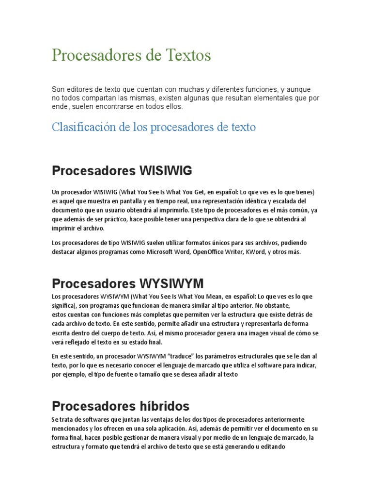 Procesadores de Textos | PDF | Procesador de textos | Microsoft Word