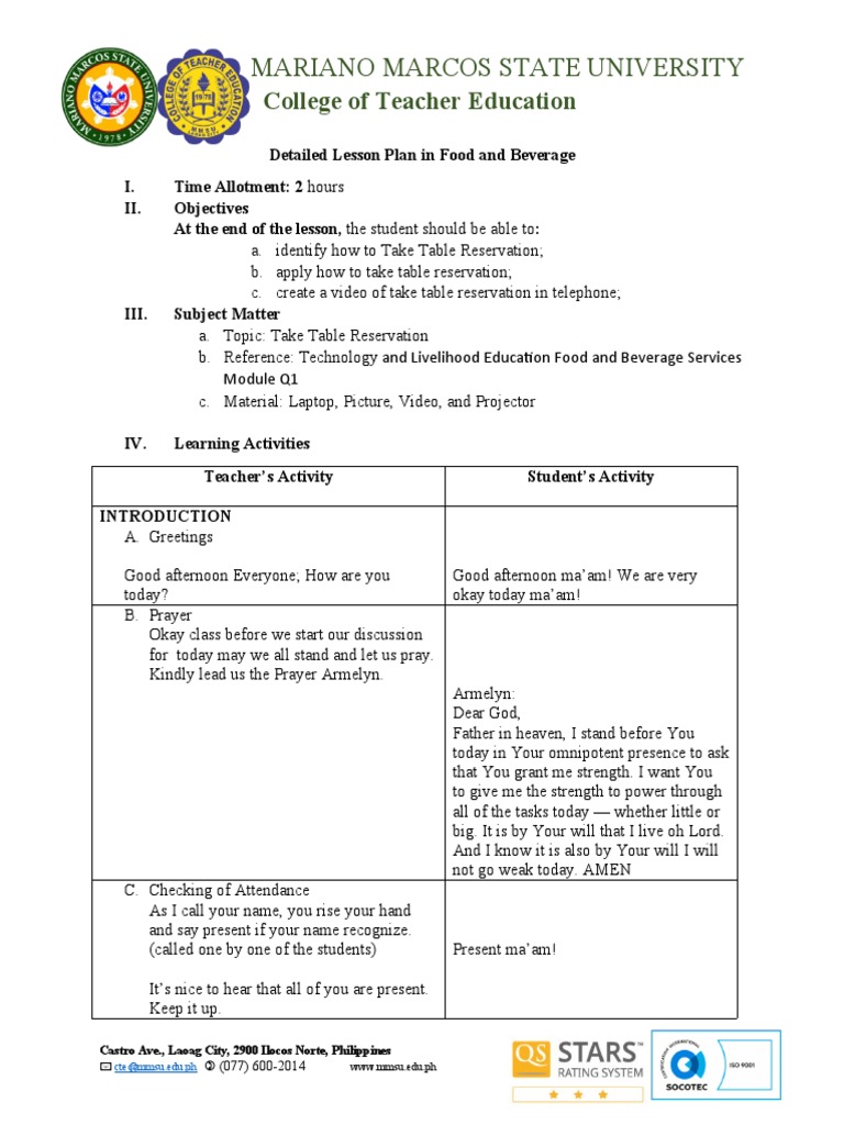 BARISTA Detailed Lesson Plan 1 | PDF | Tableware | Foodservice