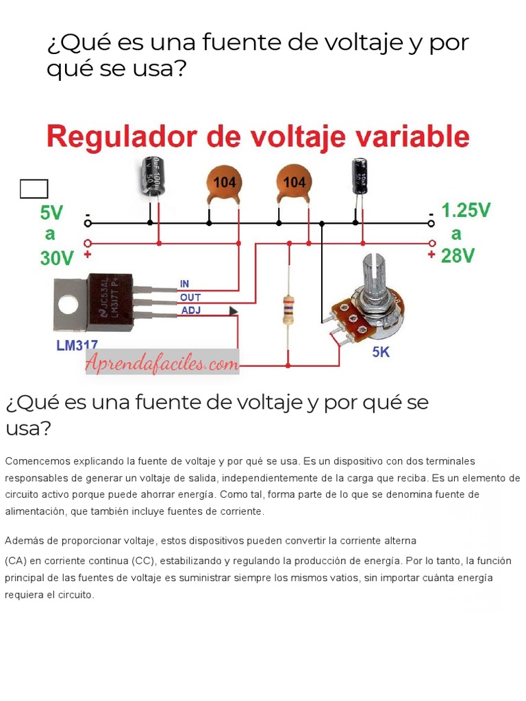 Fuentes de Voltaje: Definición y Tipos | PDF | voltaje | Corriente ...