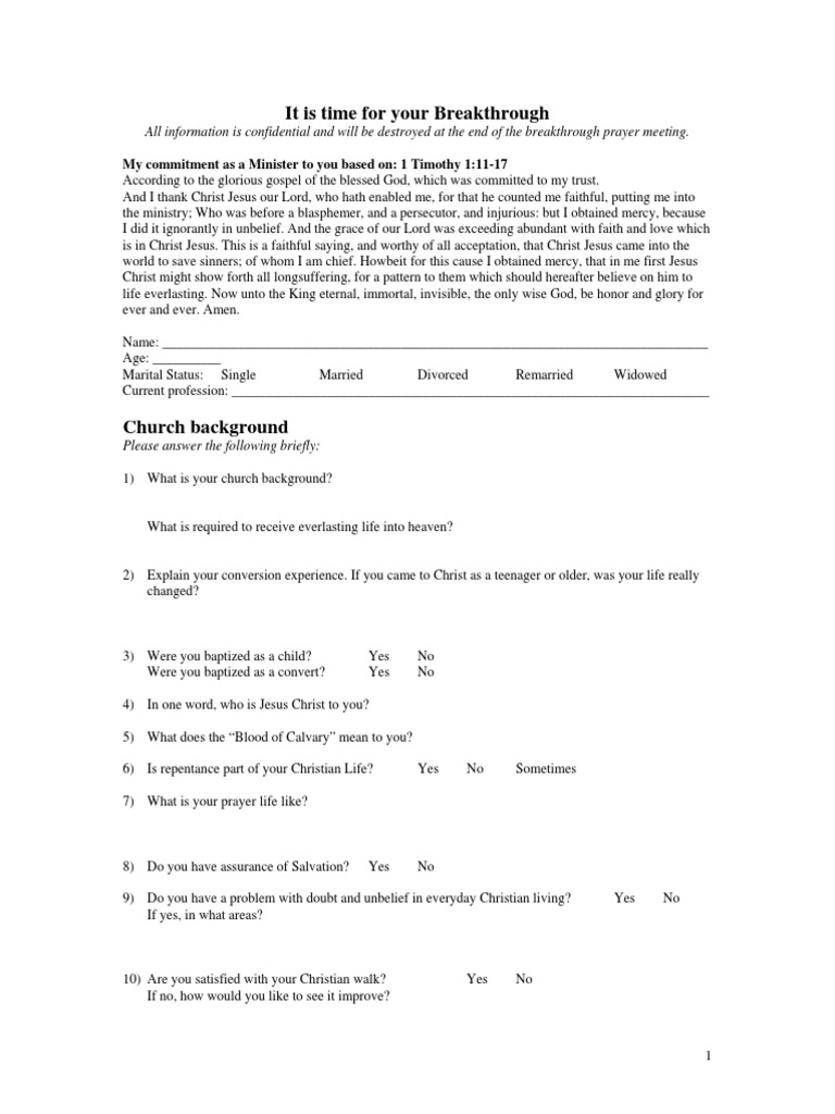 Deliverance Questionaire | PDF | Eternal Life (Christianity) | Jesus