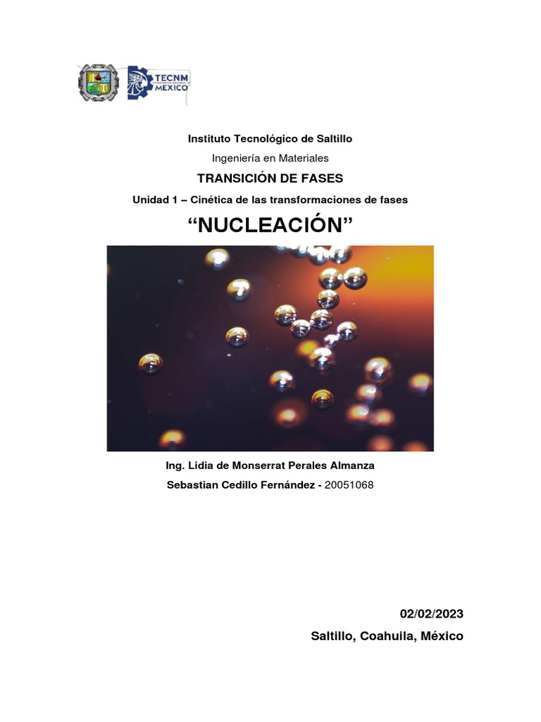 Nucleación Homogenea y Radio Critico | PDF | Energía libre de Gibbs ...