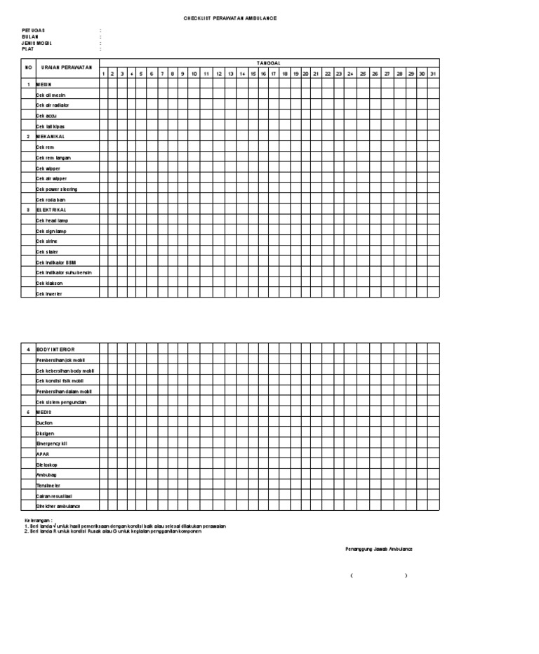 Form Perawatan Ambulance | PDF