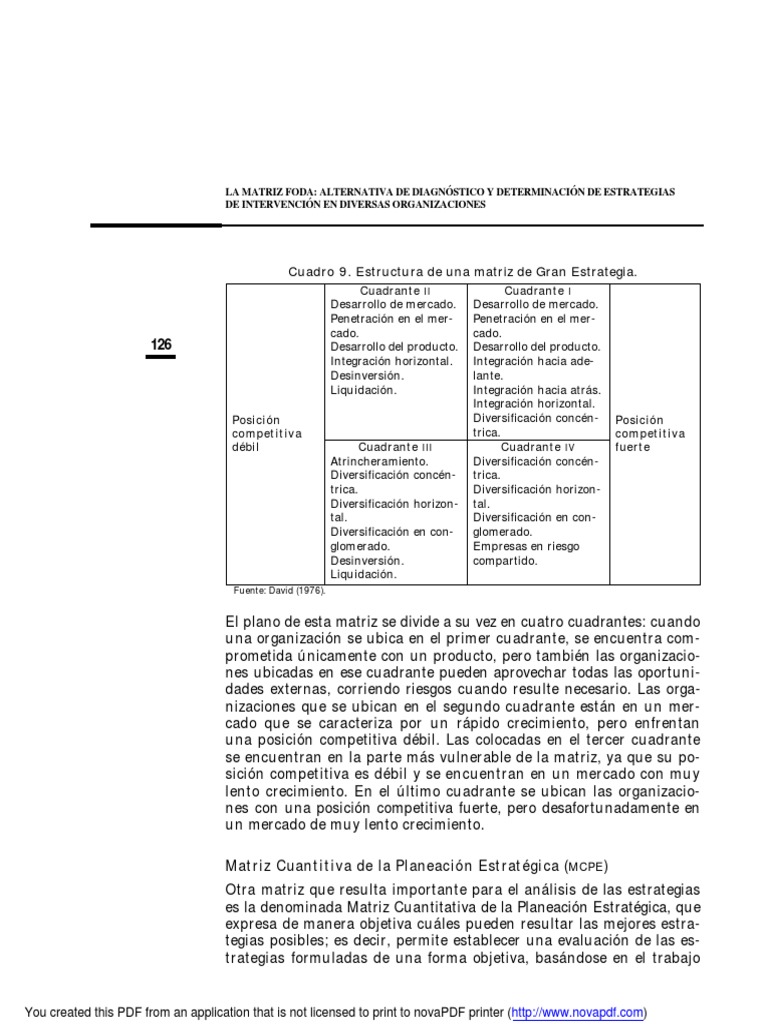 Cuadro 9. Estructura de Una Matriz de Gran Estrategia | Descargar gratis PDF | Análisis FODA ...