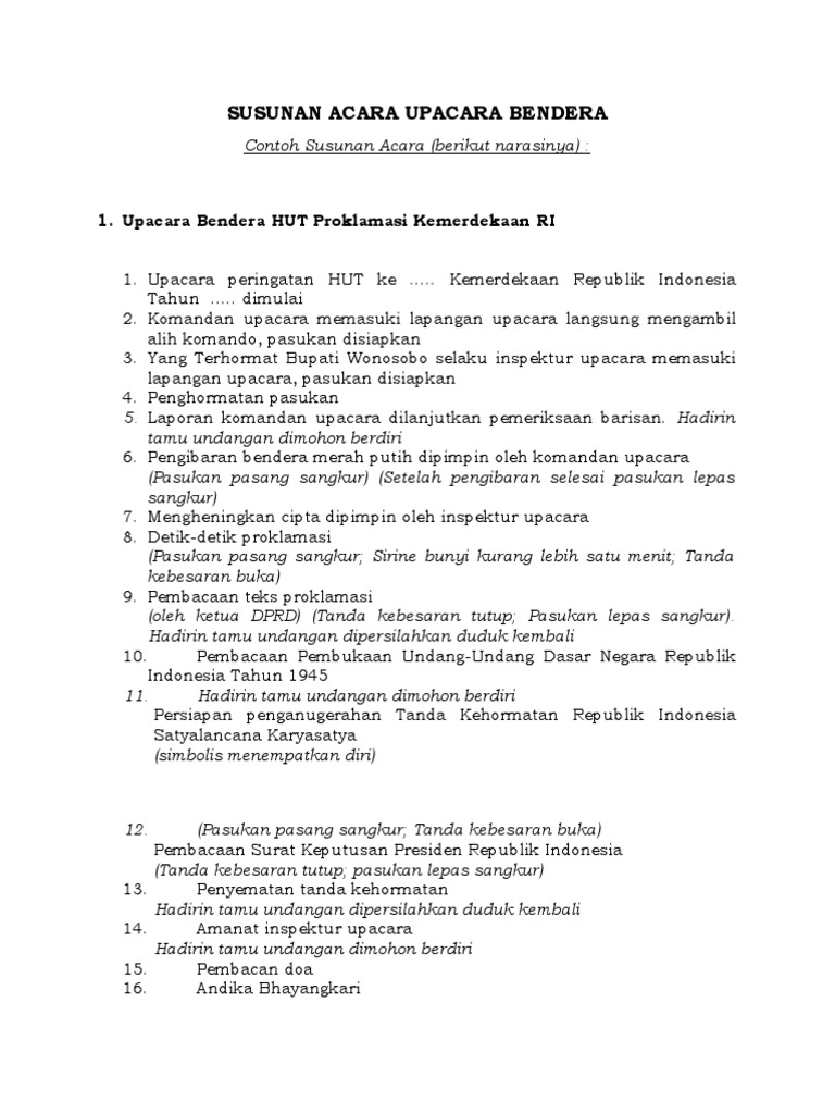 SUSUNAN ACARA UPACARA BENDERA Apel Pembukaan Acara | PDF