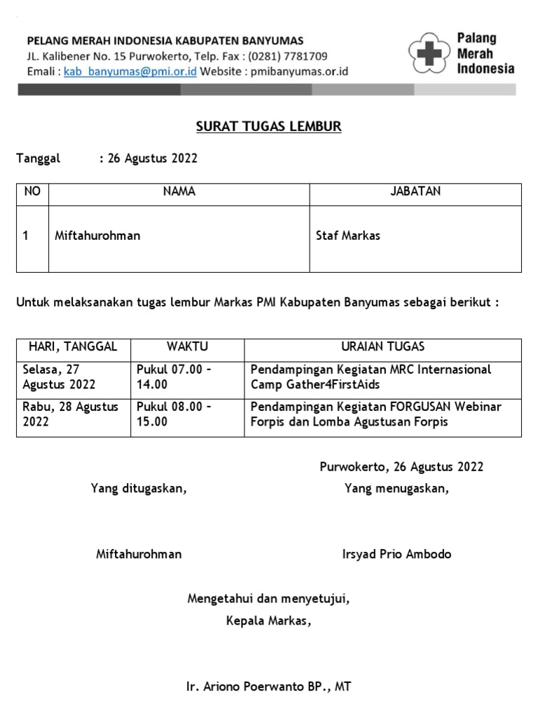 Surat Perintah Lembur | PDF