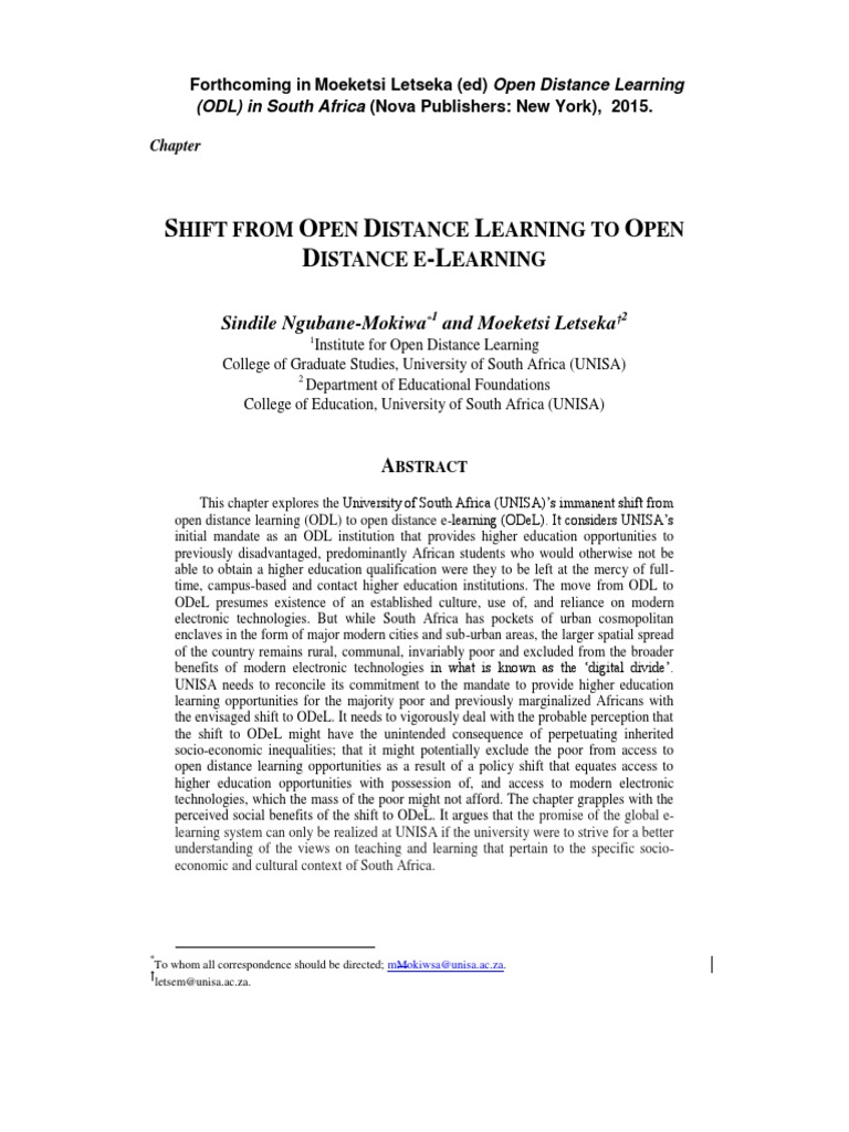 Transitioning to Open Distance E-Learning | PDF | Educational ...