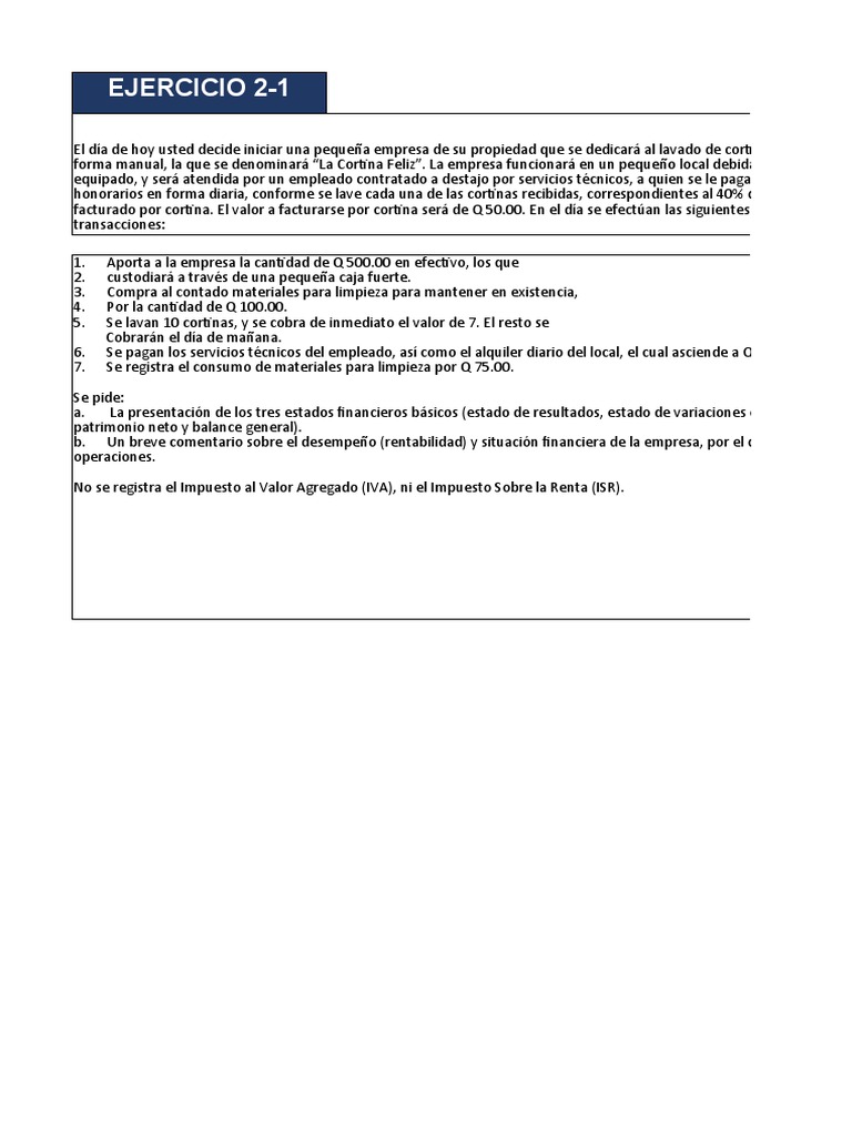 Ejercicio 2-1 | PDF | Hoja de balance | Economias