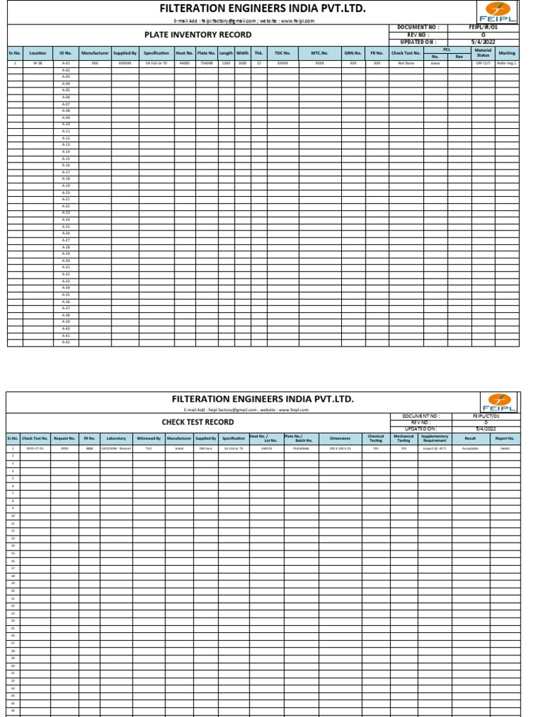Inventory Record - Final | PDF | Gas Technologies | Industrial Processes