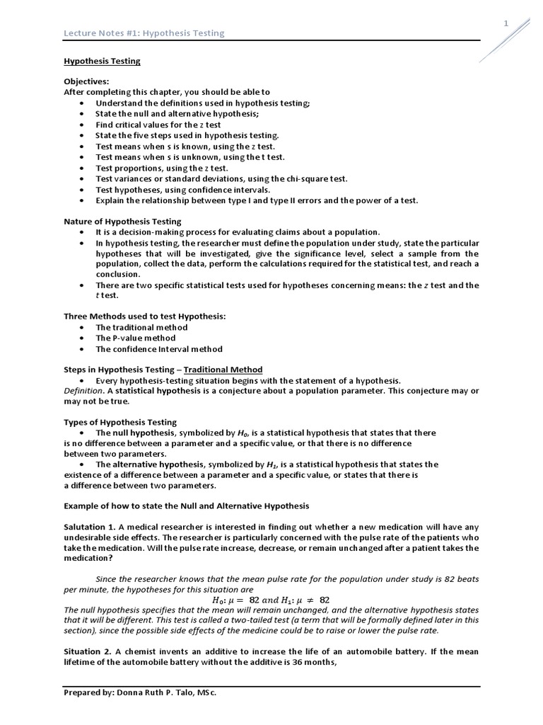 Hypothesis Testing Overview and Methods | PDF | Science & Mathematics