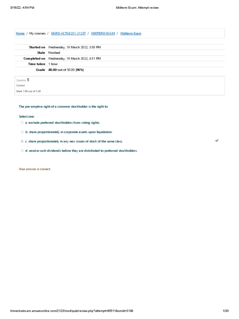 Ia2 Midterm | PDF | Treasury Stock | Stocks