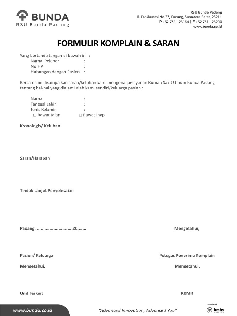 Optimalkan untuk Formulir Komplain & Saran | PDF