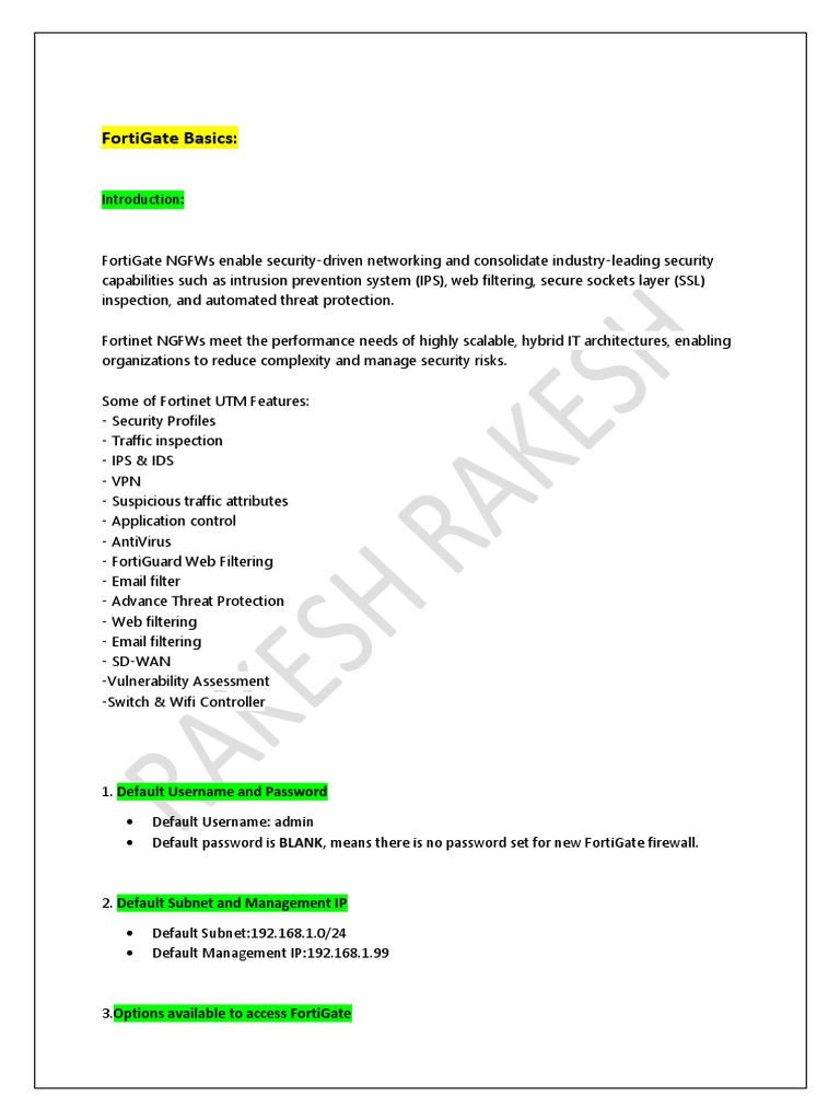 FortiGate Basics | PDF | Computer Network | Router (Computing)