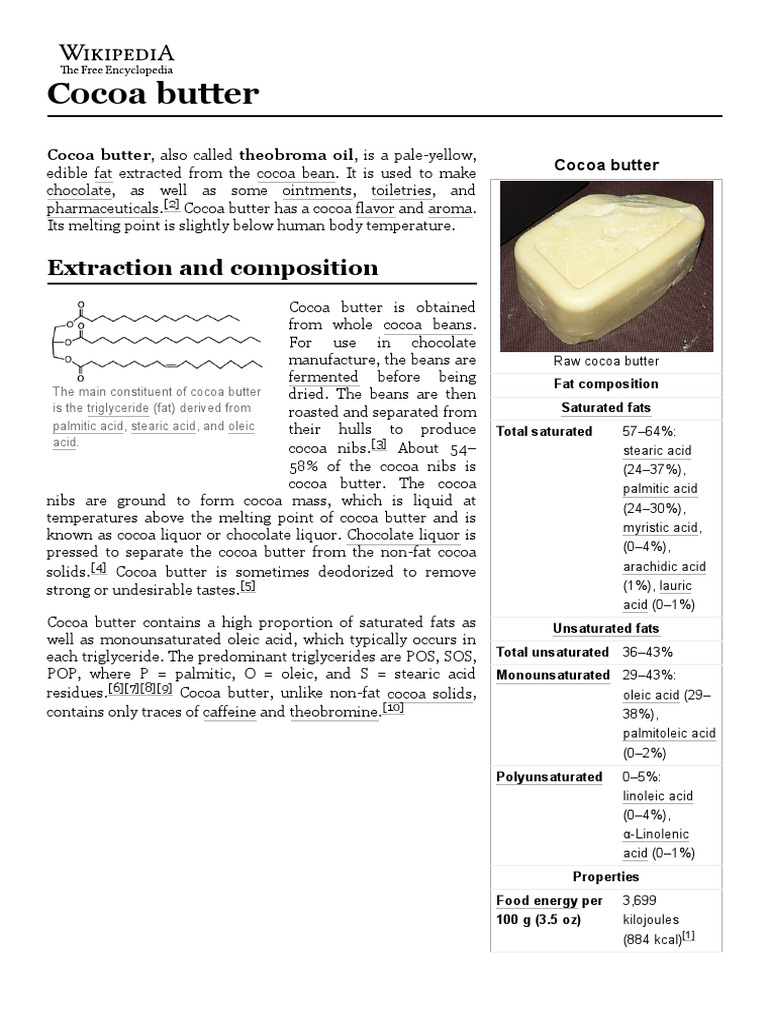 Cocoa Butter | PDF | Theobroma | Nutrition
